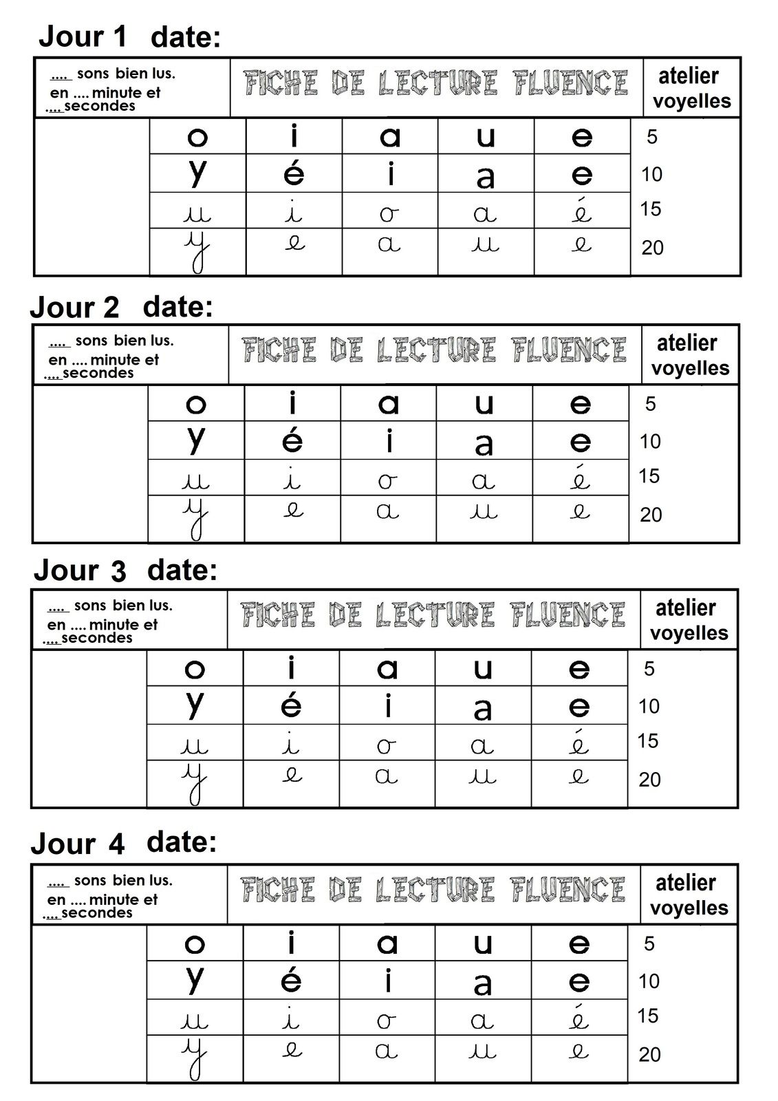 Ateliers de lecture fluence CP,atelier 0: les voyelles - école ...