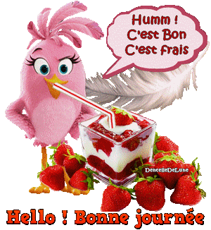 Humm ! C'est bon ! C'est frais - Angry bird - crème glacée - gif animé Bonne journée - les gifs ...