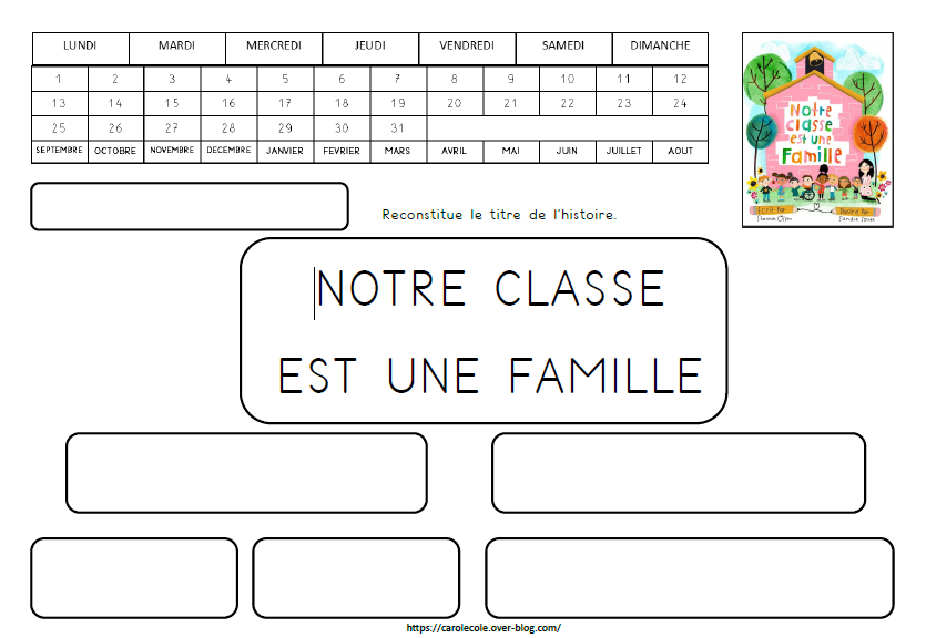 Fiches d'activités album "Notre classe est une famille" - Carolecole ...