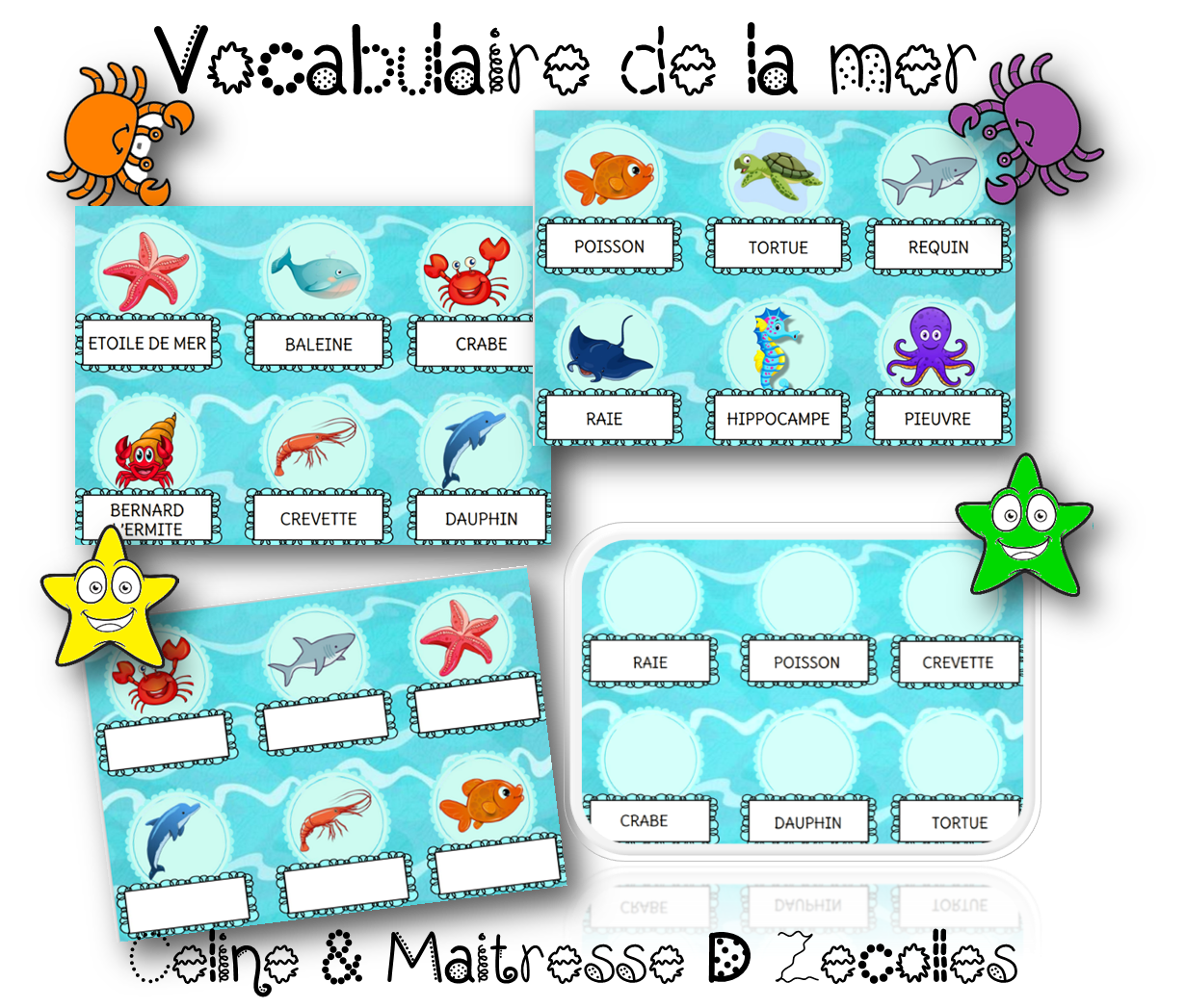 Animaux de la mer : Vocabulaire, Ordre des lettres (ateliers de ...